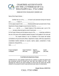 Certified Statement of Fund Utilization